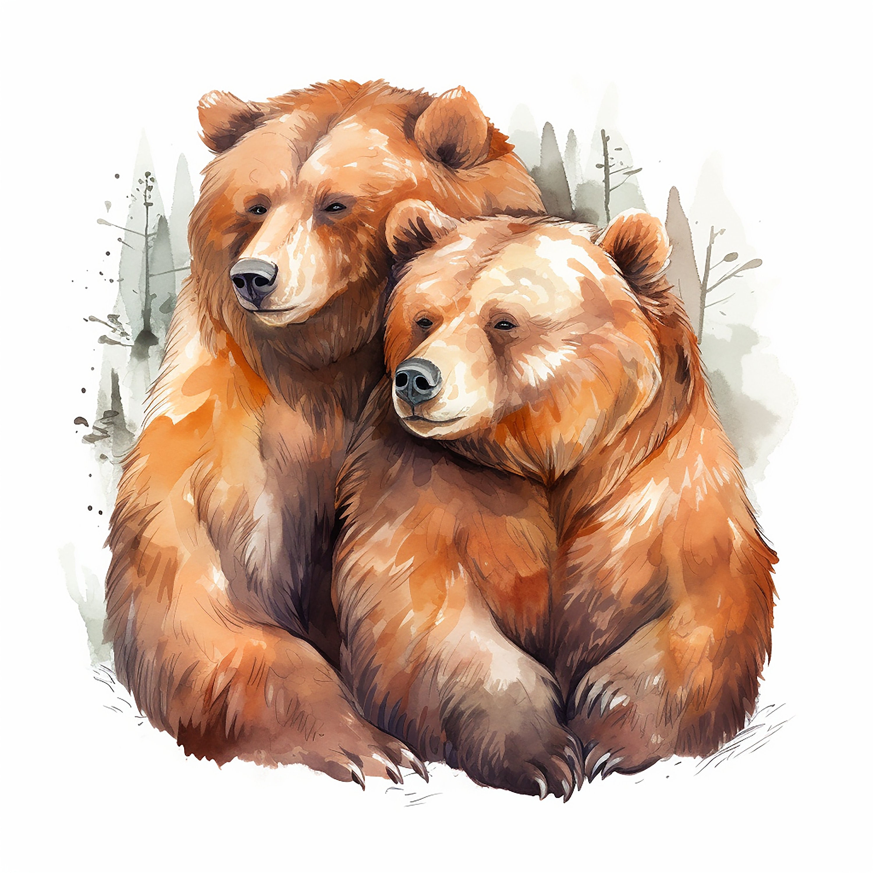 Two Bears PNG, Cuddle Bears Clip Art, 20 High-quality Pngs | Wildlife ...