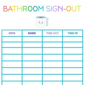 12-style Bathroom Sign-out Sheet for Classrooms – Printable & Easy to ...