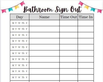 Classroom Bathroom Sign Out - Etsy
