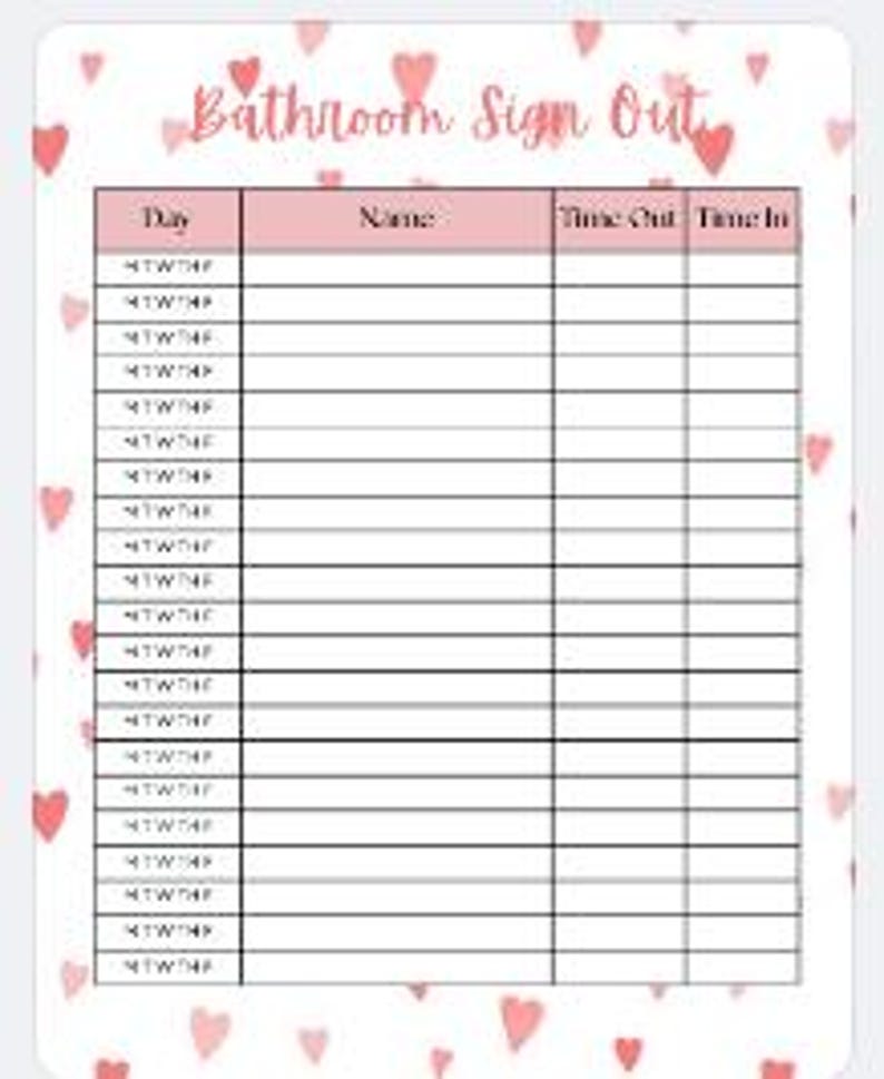 Seasonal Themed Bathroom Sign Out and in Sheets 11 Styles Printable PDF ...