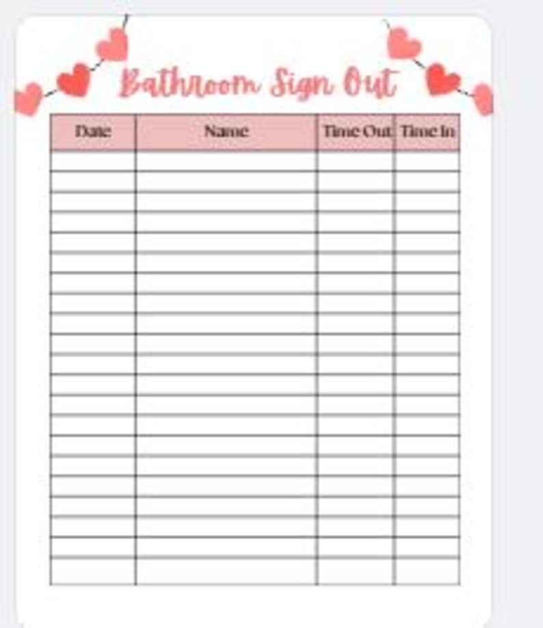 Seasonal Themed Bathroom Sign Out and in Sheets 11 Styles Printable PDF ...