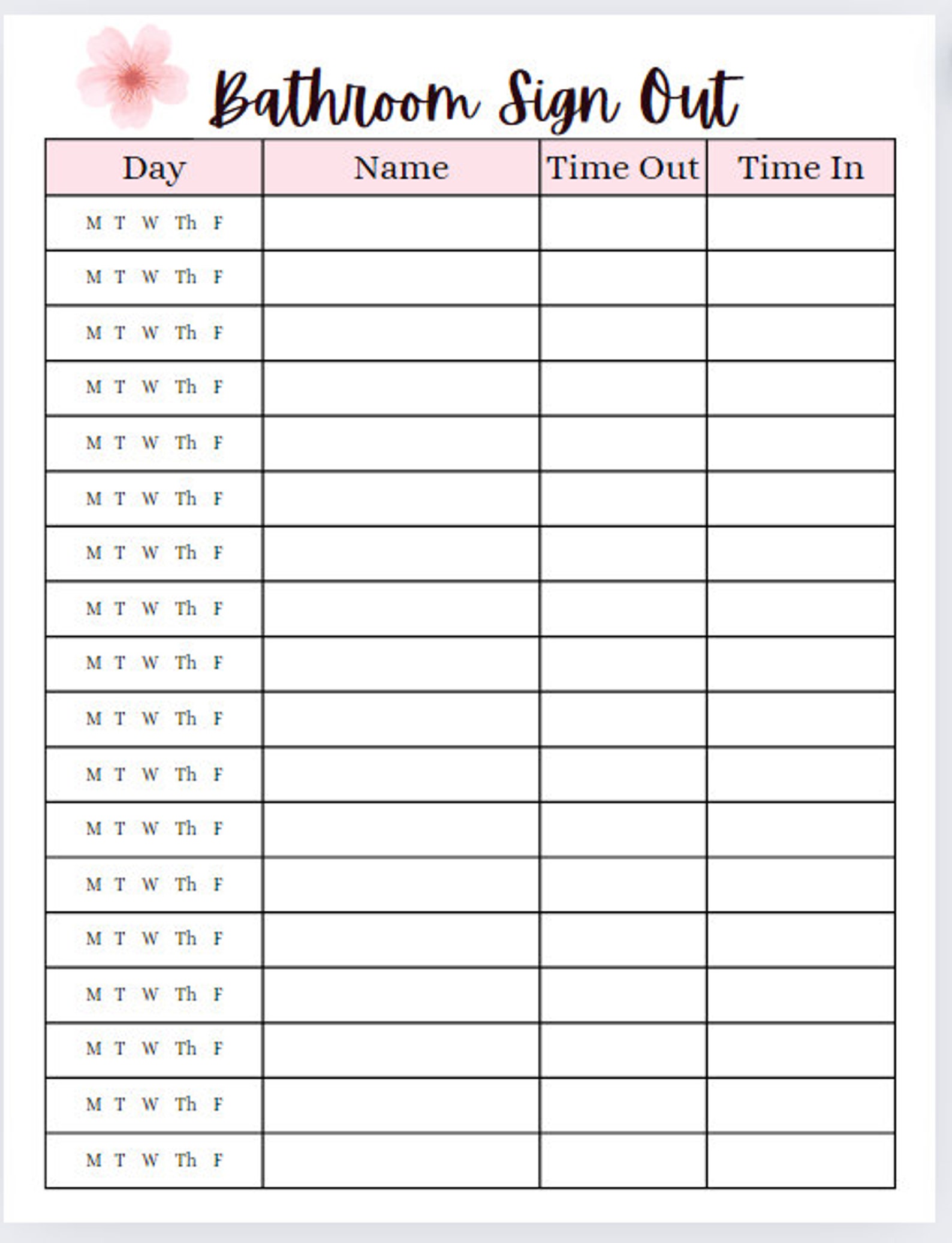 12-style Bathroom Sign-out Sheet for Classrooms – Printable & Easy to ...