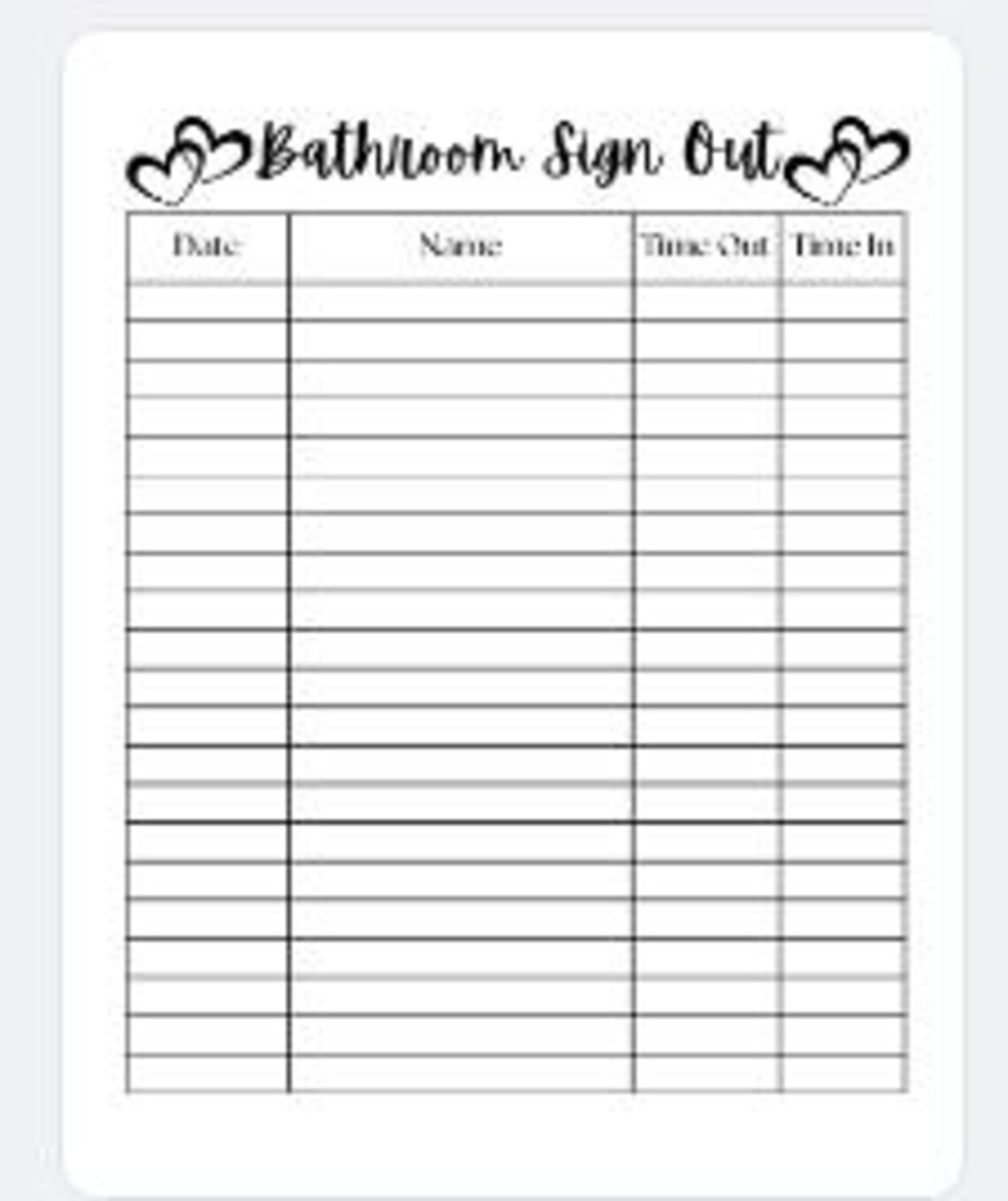 Seasonal Themed Bathroom Sign Out and in Sheets 11 Styles Printable PDF ...