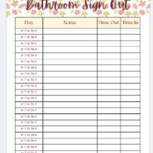 Seasonal Themed Bathroom Sign Out and in Sheets 11 Styles Printable PDF ...
