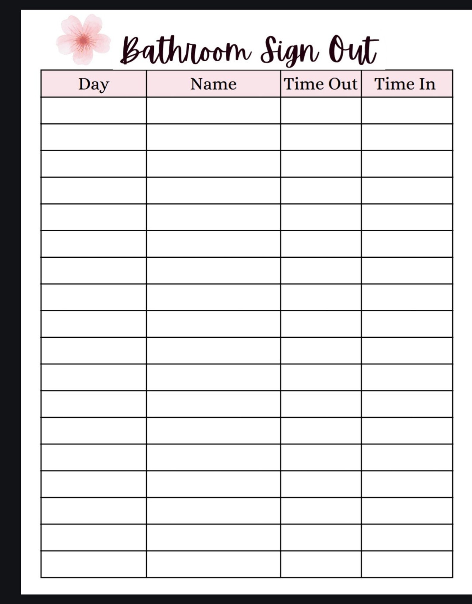 12-style Bathroom Sign-out Sheet for Classrooms – Printable & Easy to ...