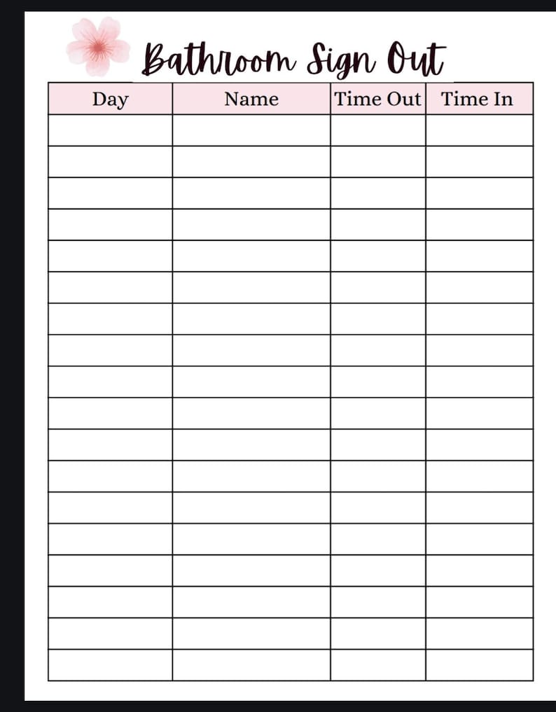 12-style Bathroom Sign-out Sheet for Classrooms – Printable & Easy to ...