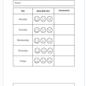 Editable Daily Behavior Chart for Classroom Home 16 Templates ...