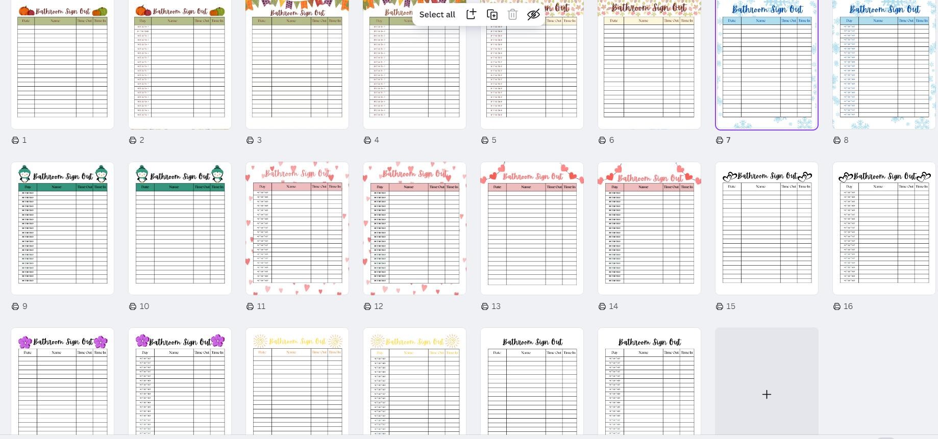 Seasonal Themed Bathroom Sign Out and in Sheets 11 Styles Printable PDF ...