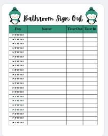 Seasonal Themed Bathroom Sign Out and in Sheets 11 Styles Printable PDF ...