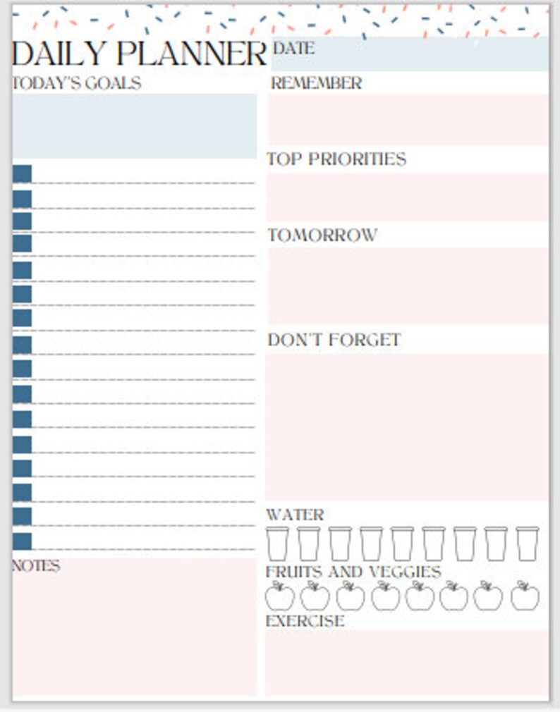 Daily Planner to Do List Goal Setting Health Tracker Organizer Wellness ...
