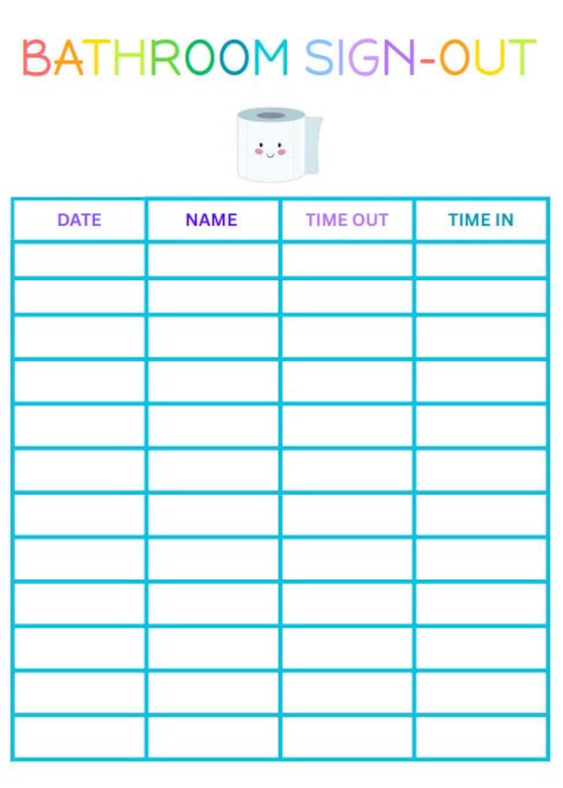 Bathroom Sign-out Sheets 13 Styles Printable PDF Classroom Management ...