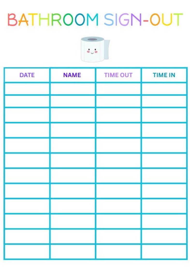 Bathroom Sign-out Sheets 13 Styles Printable PDF Classroom Management ...