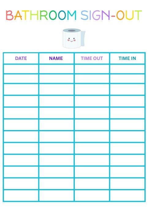 Bathroom Sign-out Sheets 13 Styles Printable PDF Classroom Management ...