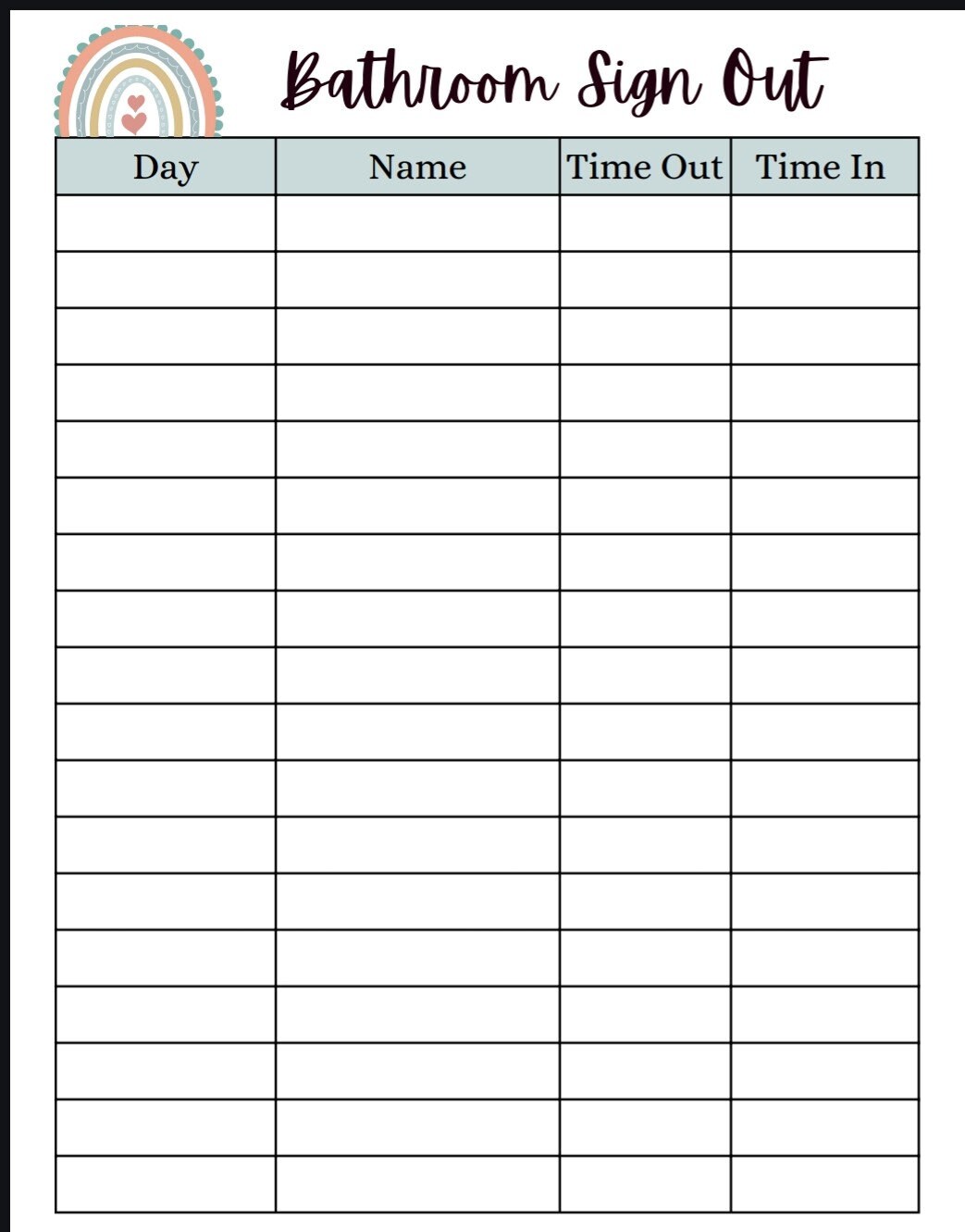 12-style Bathroom Sign-out Sheet for Classrooms – Printable & Easy to ...