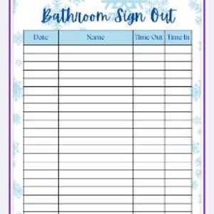 Seasonal Themed Bathroom Sign Out and in Sheets 11 Styles Printable PDF ...