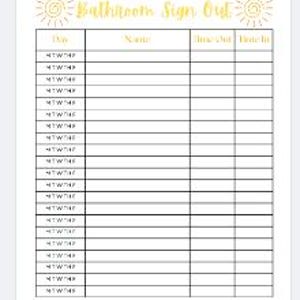 Seasonal Themed Bathroom Sign Out and in Sheets 11 Styles Printable PDF ...