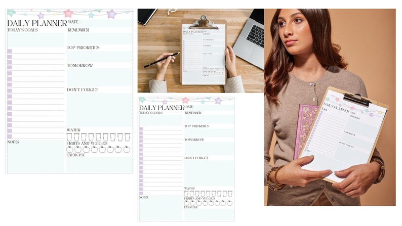 Daily Planner to Do List Goal Setting Health Tracker Organizer Wellness ...