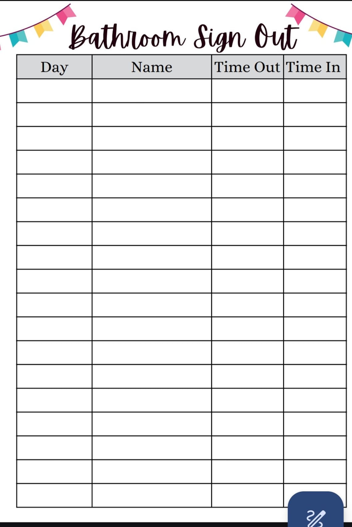12-style Bathroom Sign-out Sheet for Classrooms – Printable & Easy to ...