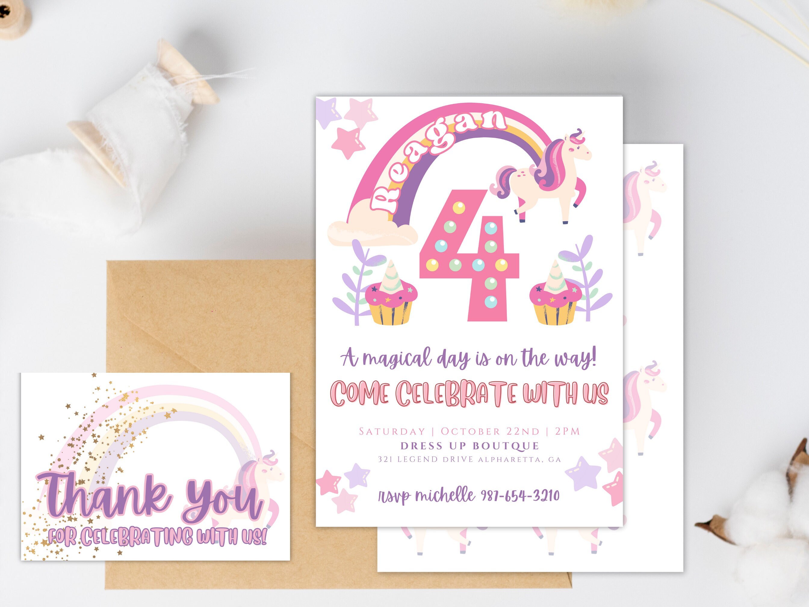 Editable Rainbow Unicorn Birthday Invitation Unicorn Birthday Party ...