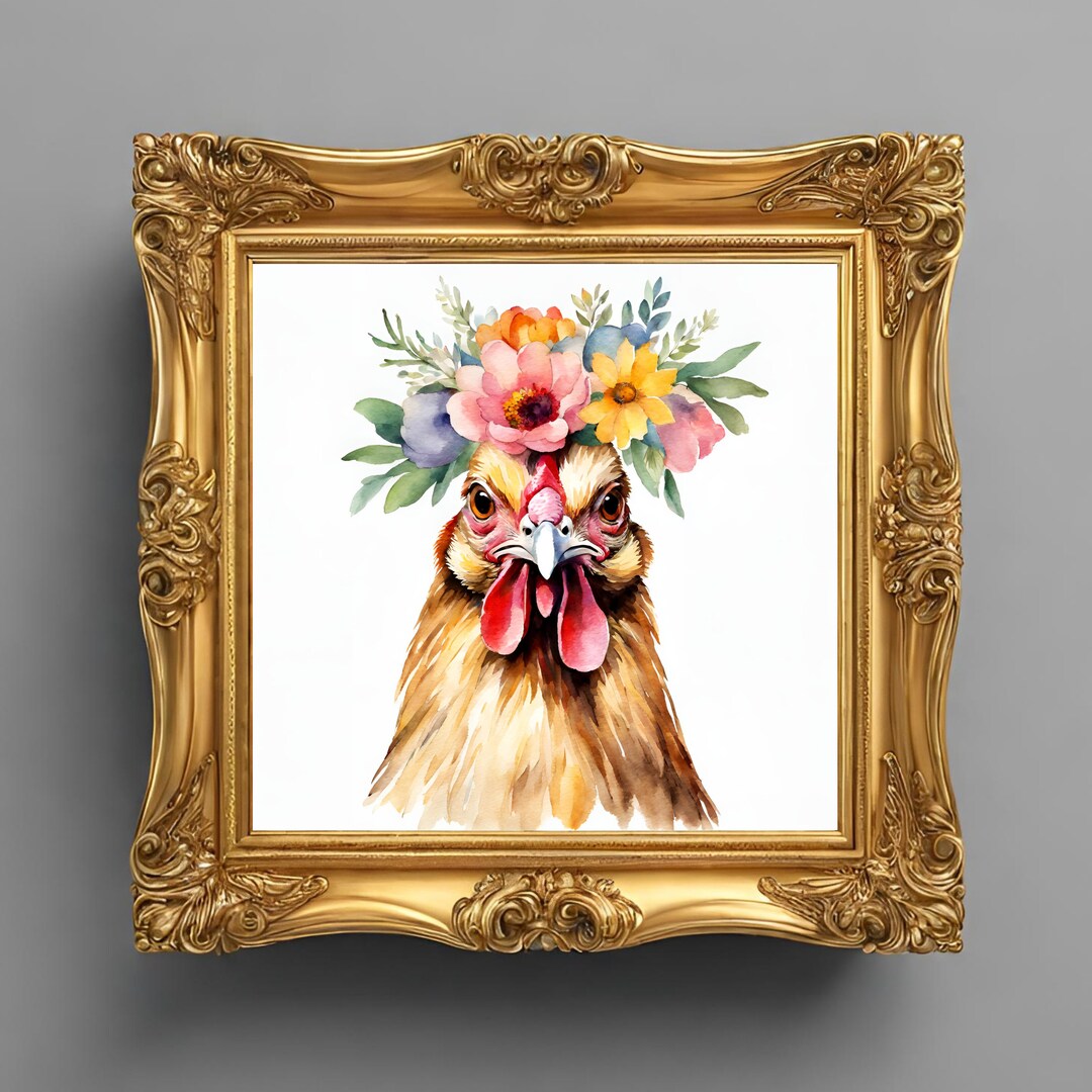 Water Color Chicken Digital Download Printable Wall Art Adorable Farm ...