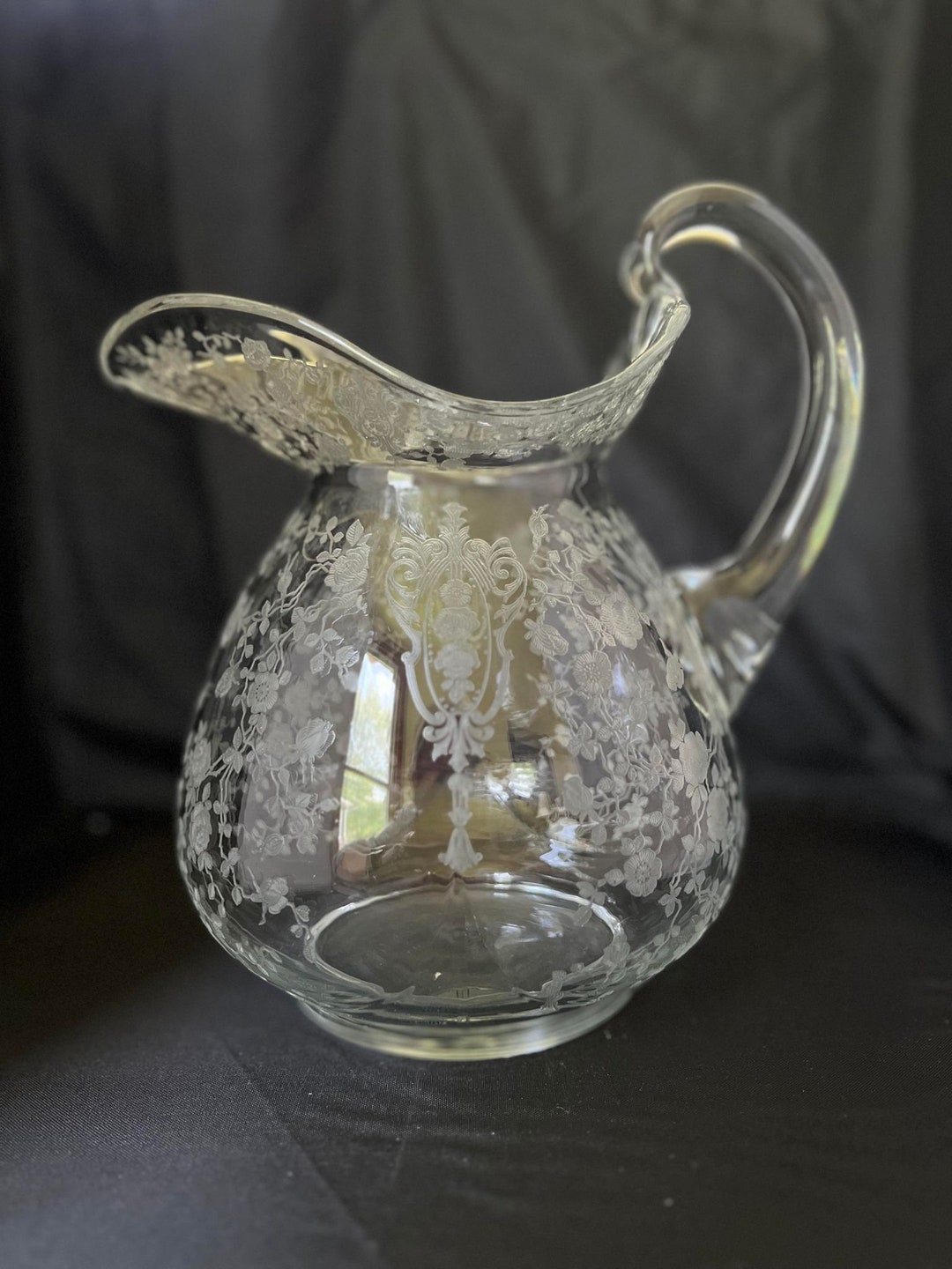 Vintage Rose Point Cambridge Shannon Crystal irish Pitcher - Etsy