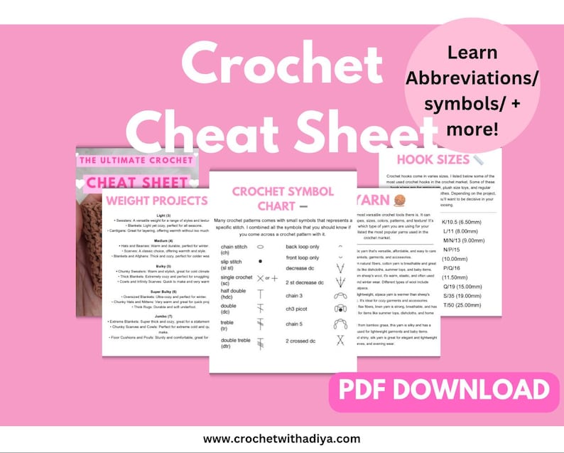 Crochet Cheat Sheet Crochet Reference Sheet Crochet Reference Sheets ...