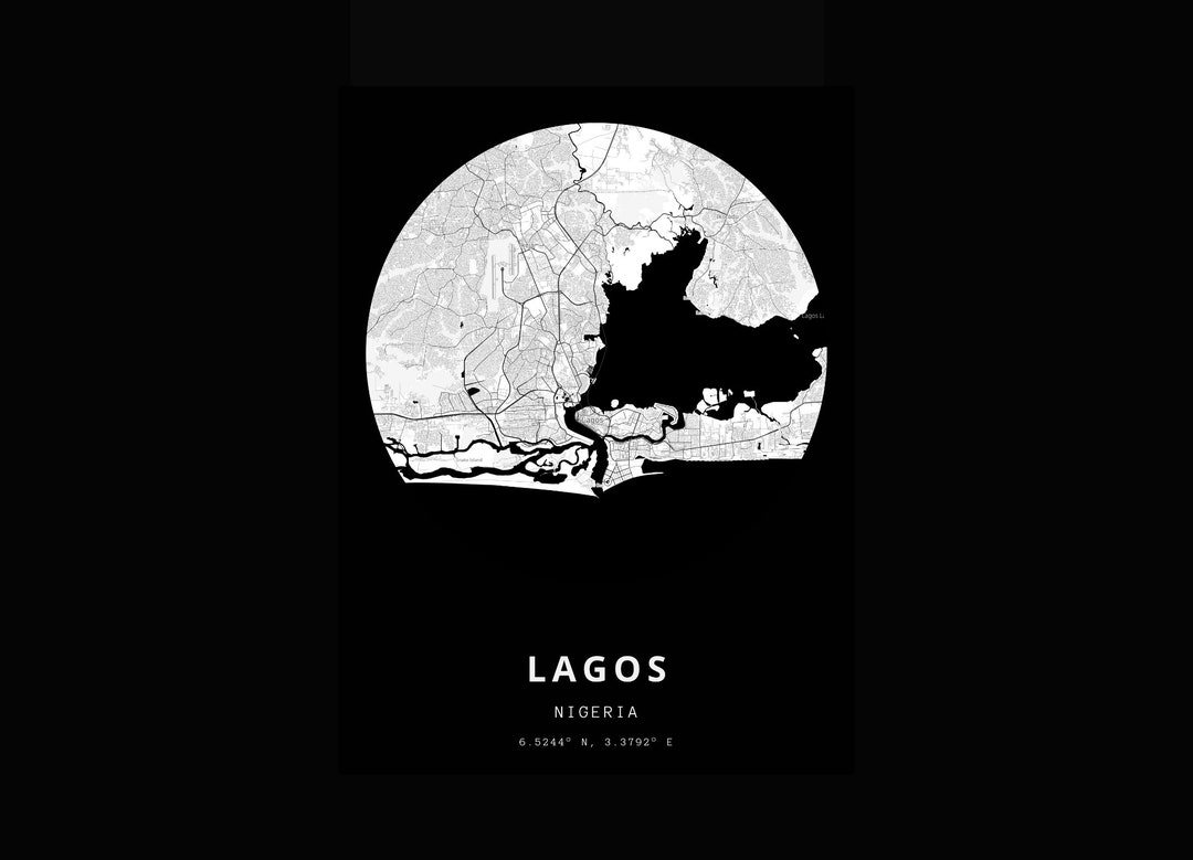 Lagos Nigeria City Map, Minimalist Map, Lagos Nigeria Travel Prints ...