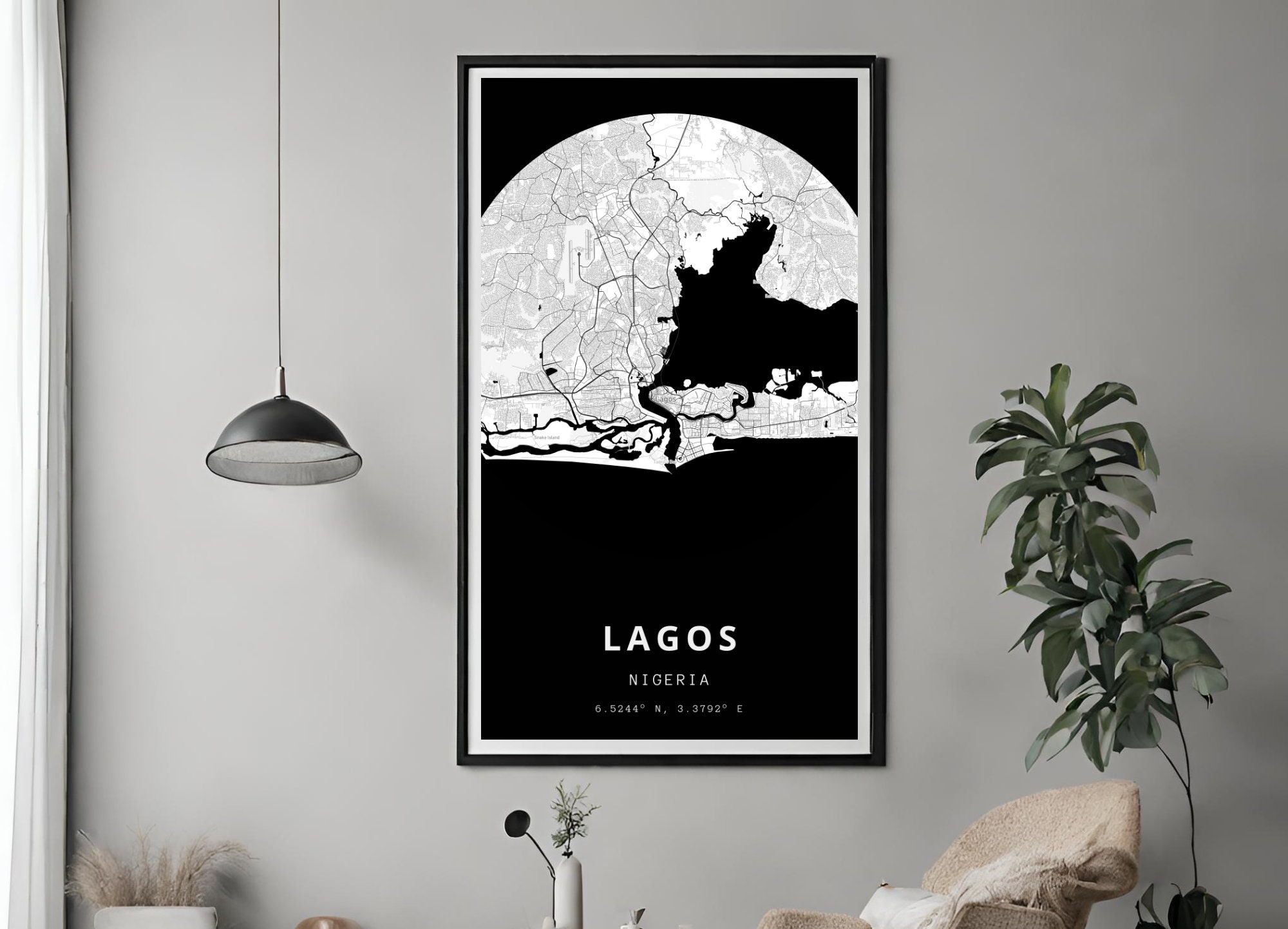 Lagos Nigeria City Map, Minimalist Map, Lagos Nigeria Travel Prints ...