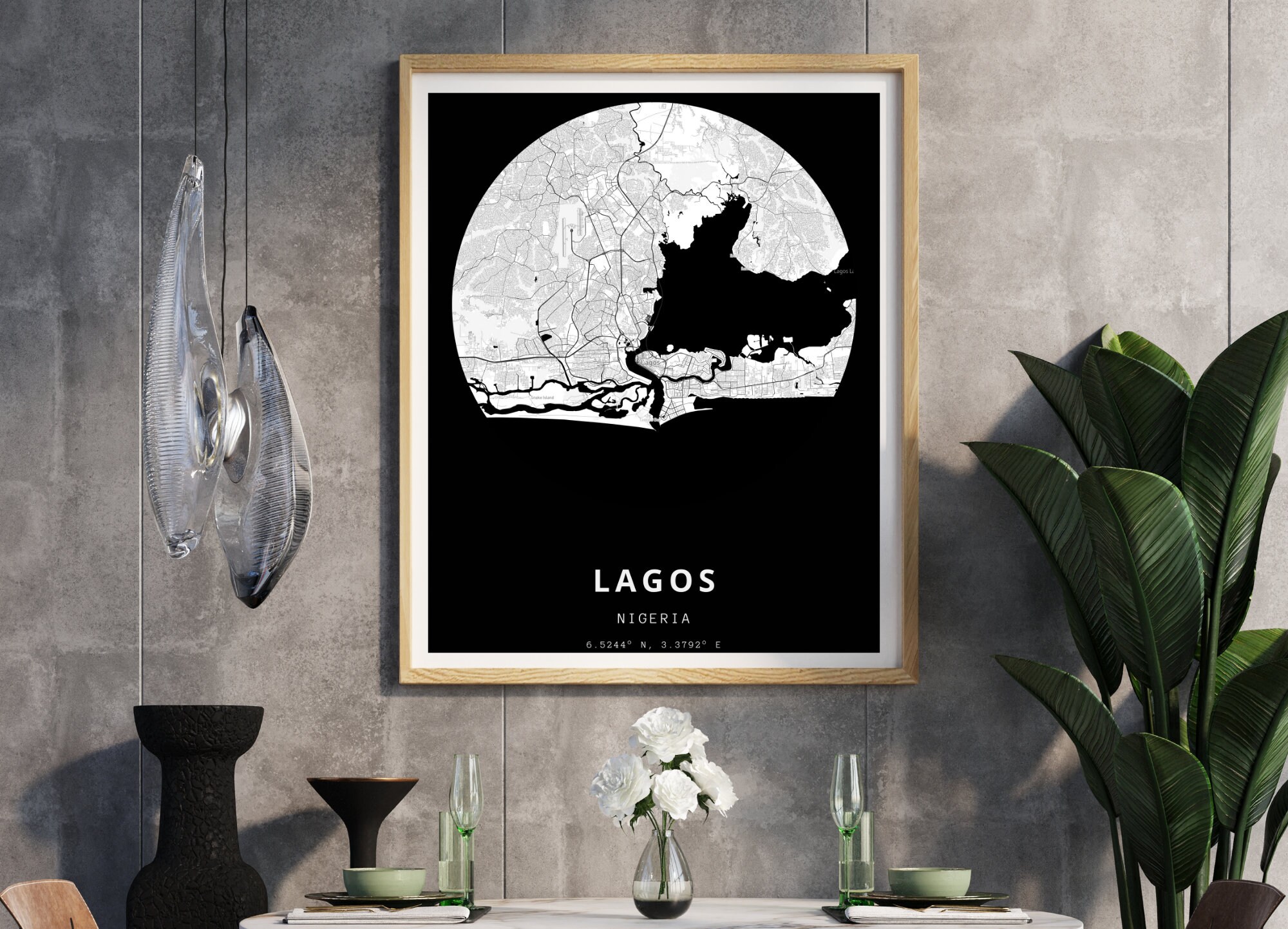 Lagos Nigeria City Map, Minimalist Map, Lagos Nigeria Travel Prints ...
