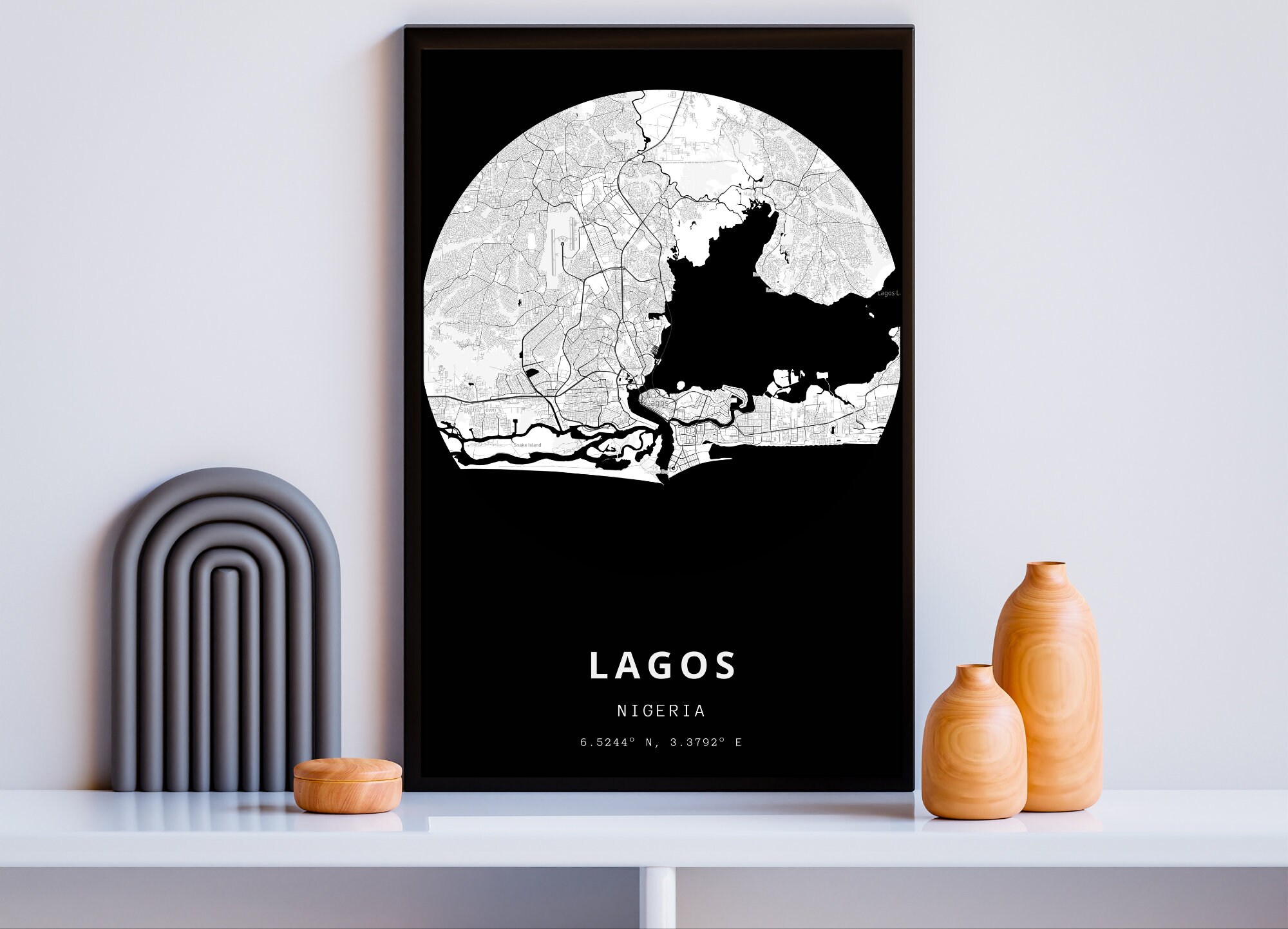 Lagos Nigeria City Map, Minimalist Map, Lagos Nigeria Travel Prints ...