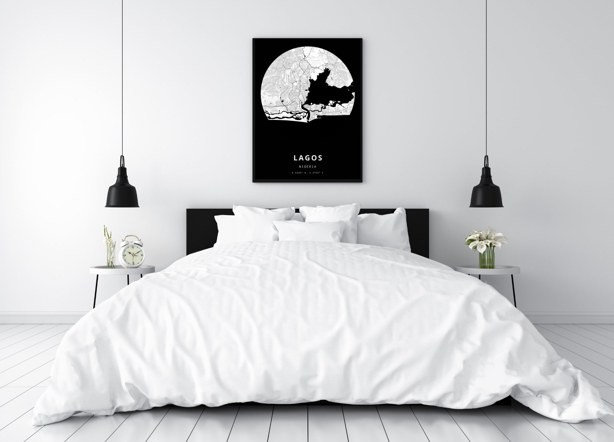Lagos Nigeria City Map, Minimalist Map, Lagos Nigeria Travel Prints ...