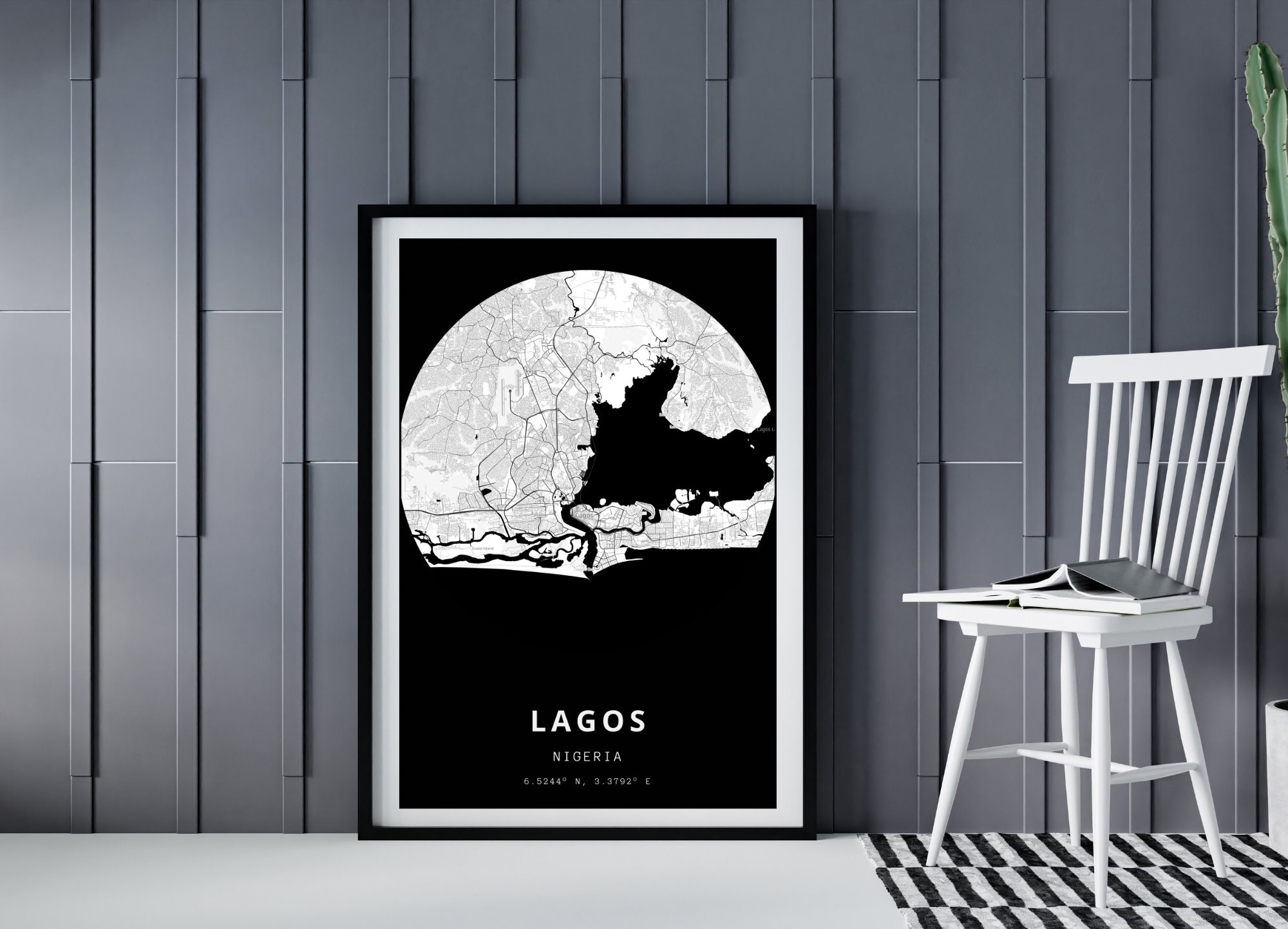 Lagos Nigeria City Map, Minimalist Map, Lagos Nigeria Travel Prints ...