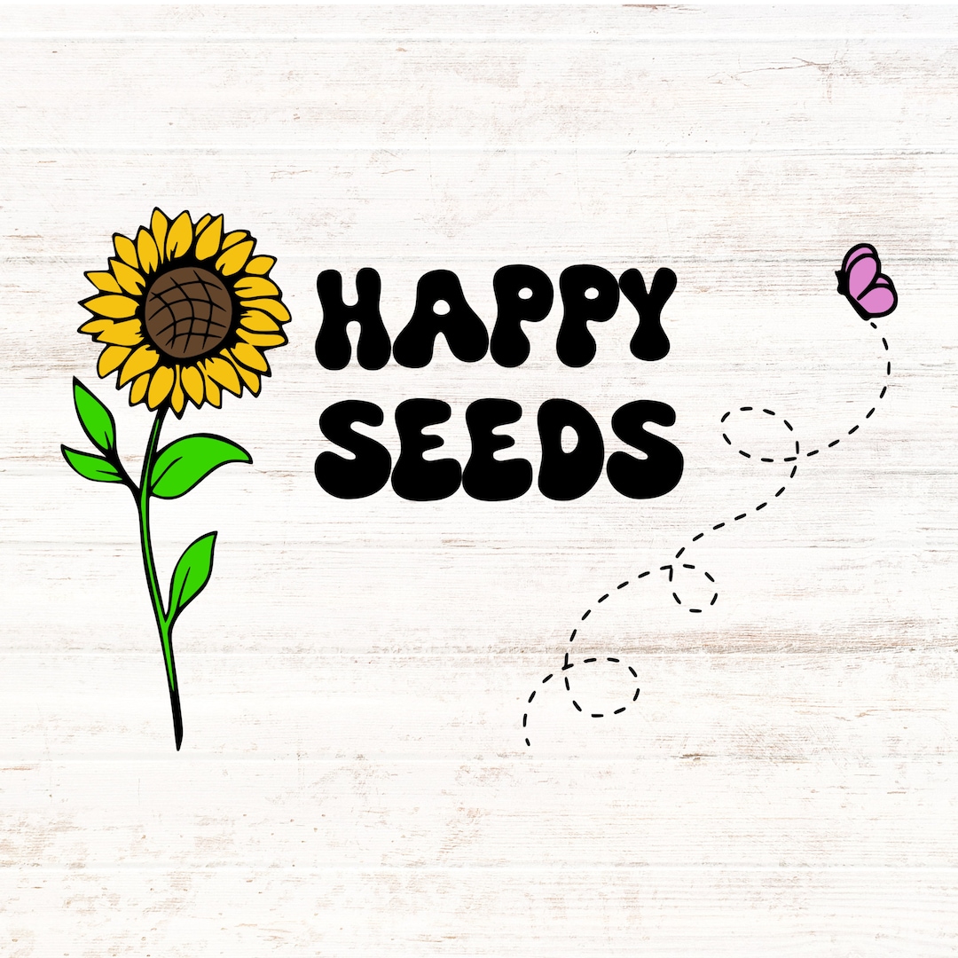 Sunflower Flying Butterfly Happy Seeds SVG & PNG - Etsy