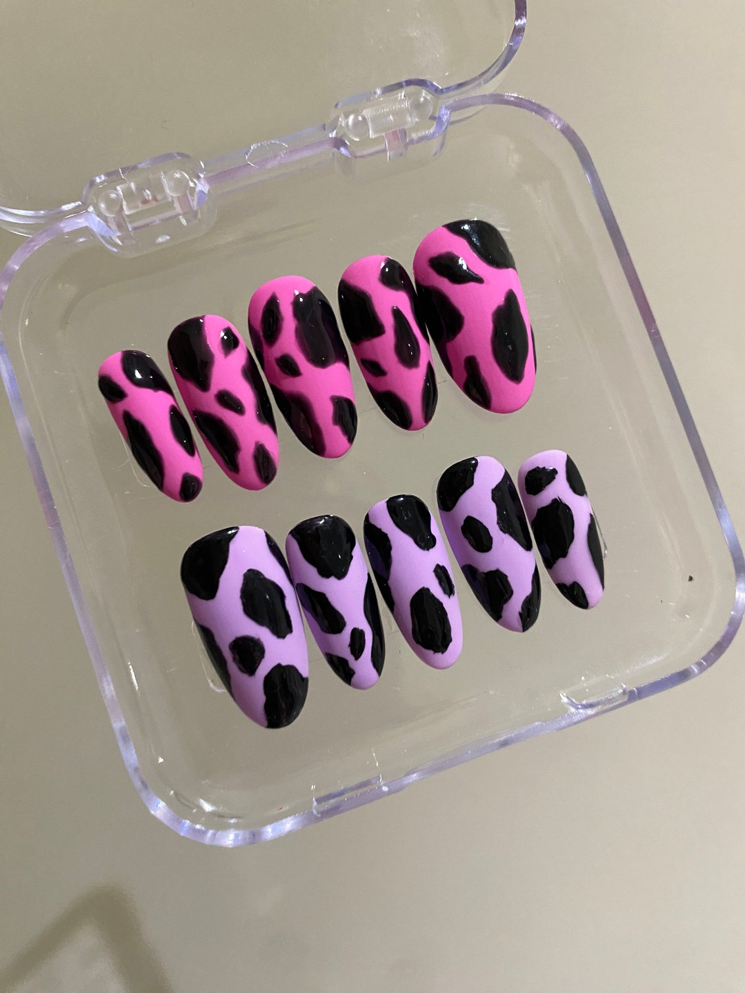 Cow Inspired MOO-MOO Custom Press on Nail Set | Cow Patch Design | Xtra ...