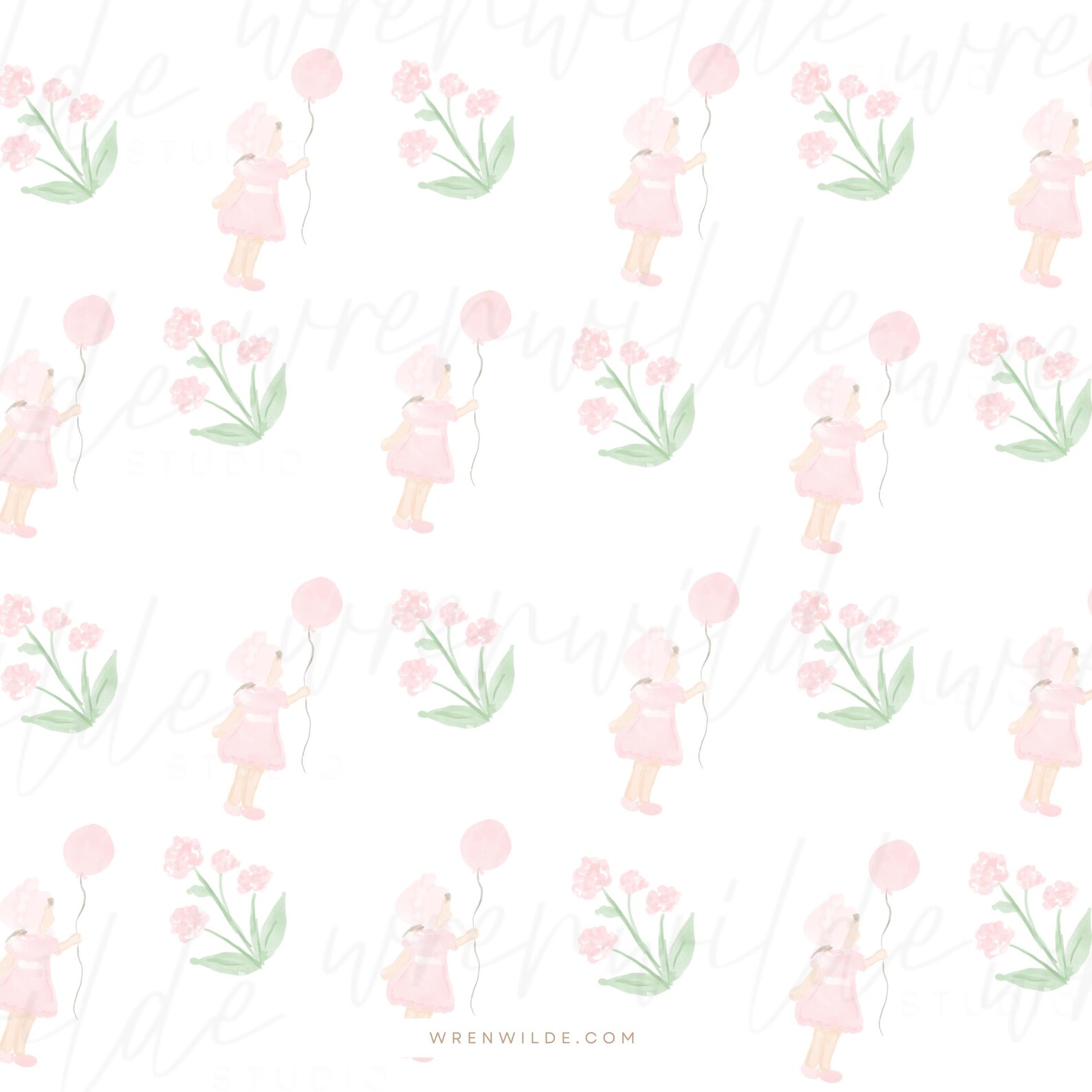 Preppy Watercolor Baby Peony Pattern, Custom Pattern, Seamless Pattern ...