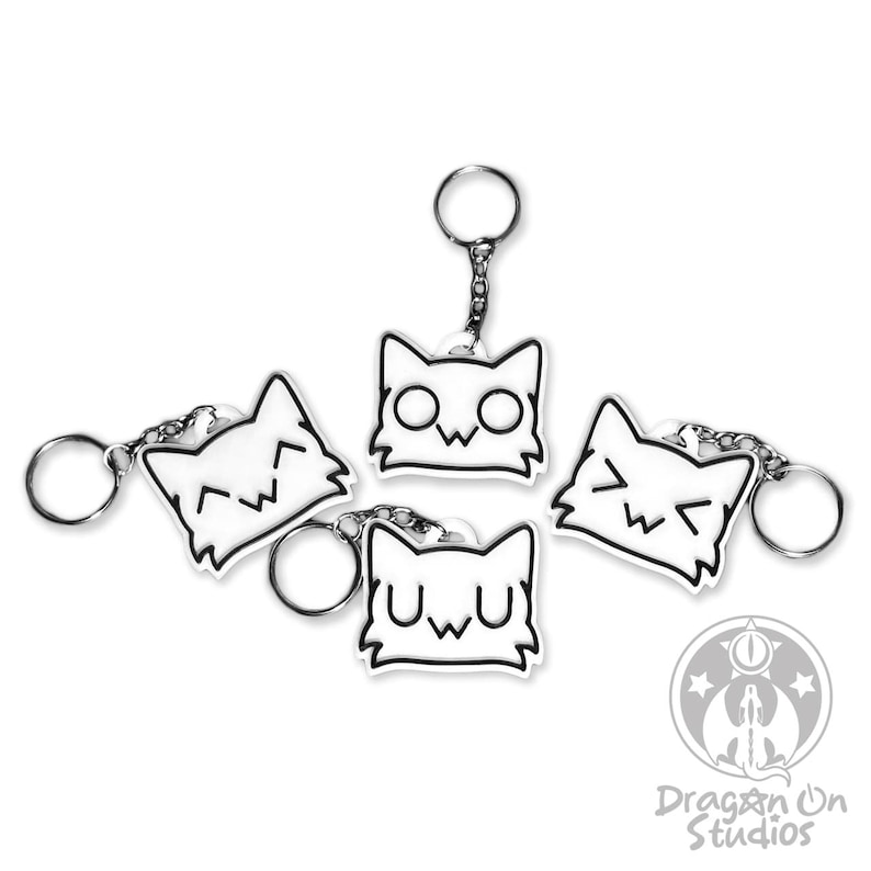OWO Cat Emoticon Keychains 3D Printed Keychains Custom Personalizable ...