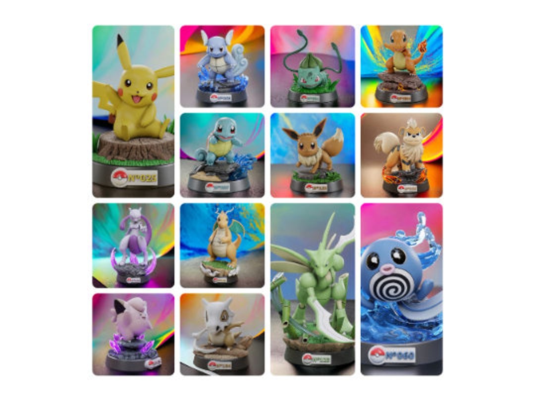 Pokemon STL Pack 13 Pieces STL File 3D Model High Quality STL File for ...