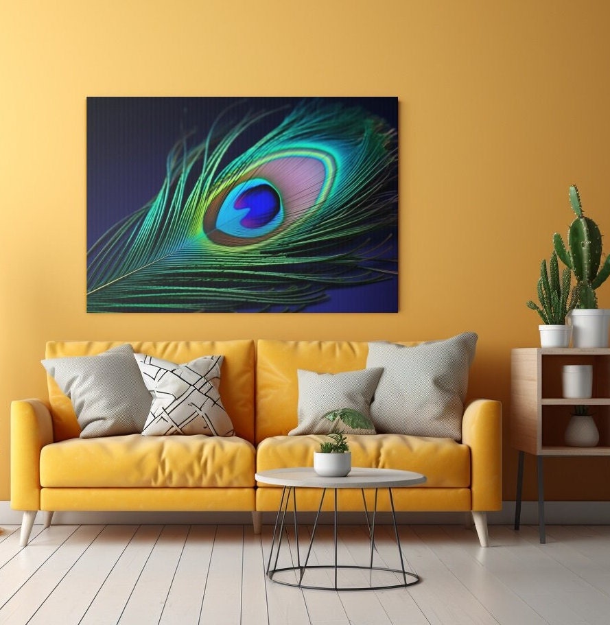 Peacock Feather Canvas, Peacock Feather Wall Decor, Modern Wall Design ...