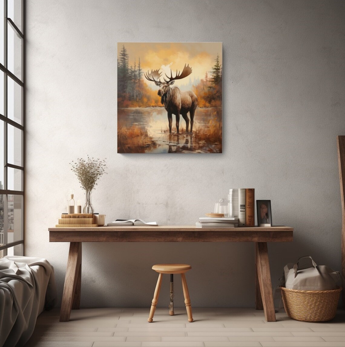 Moose on A River Wall Art, Majestic Moose Home Decor, Moose Decorations ...
