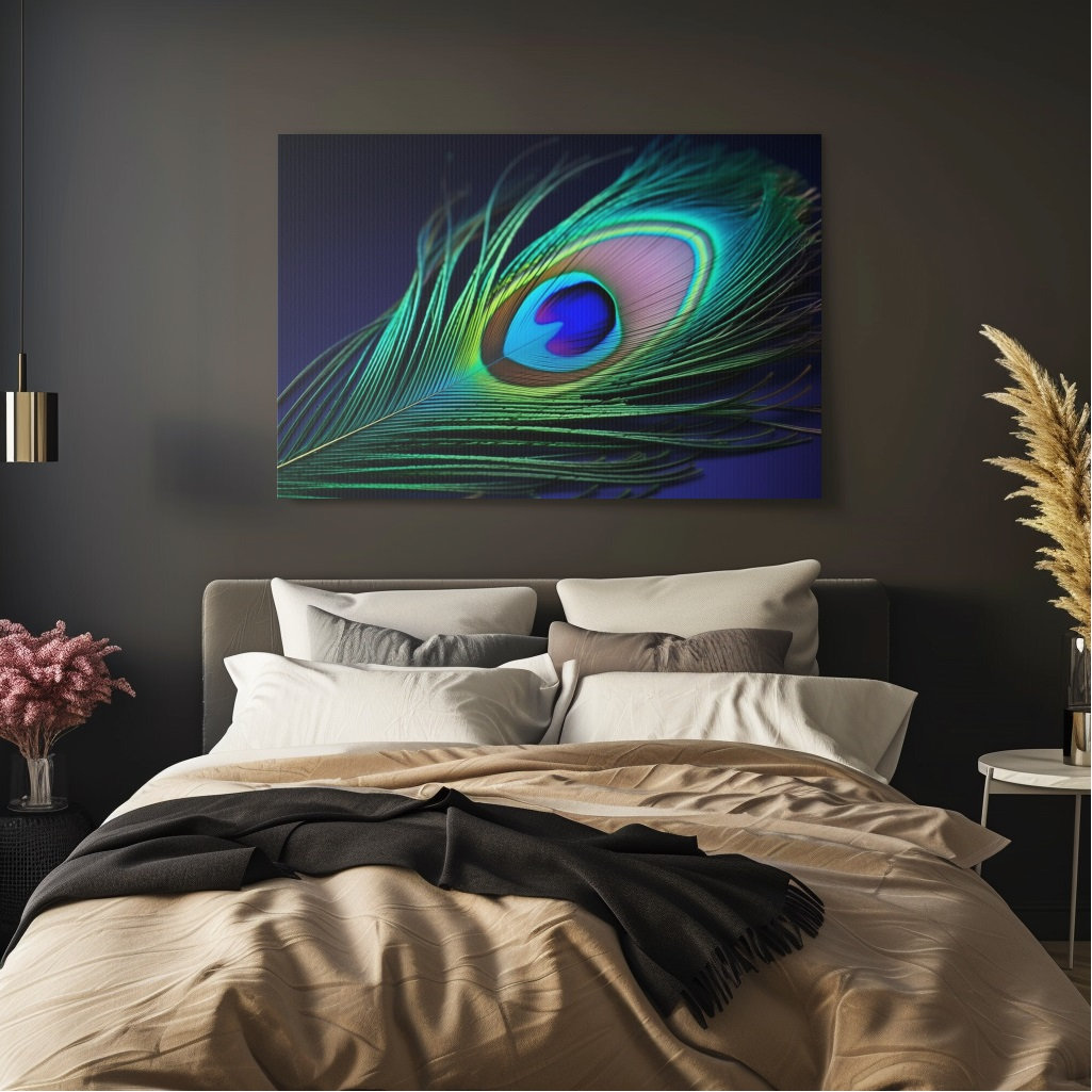 Peacock Feather Canvas, Peacock Feather Wall Decor, Modern Wall Design ...