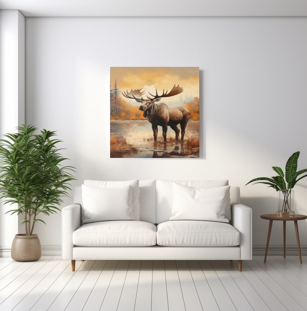 Moose on A River Wall Art, Majestic Moose Home Decor, Moose Decorations ...