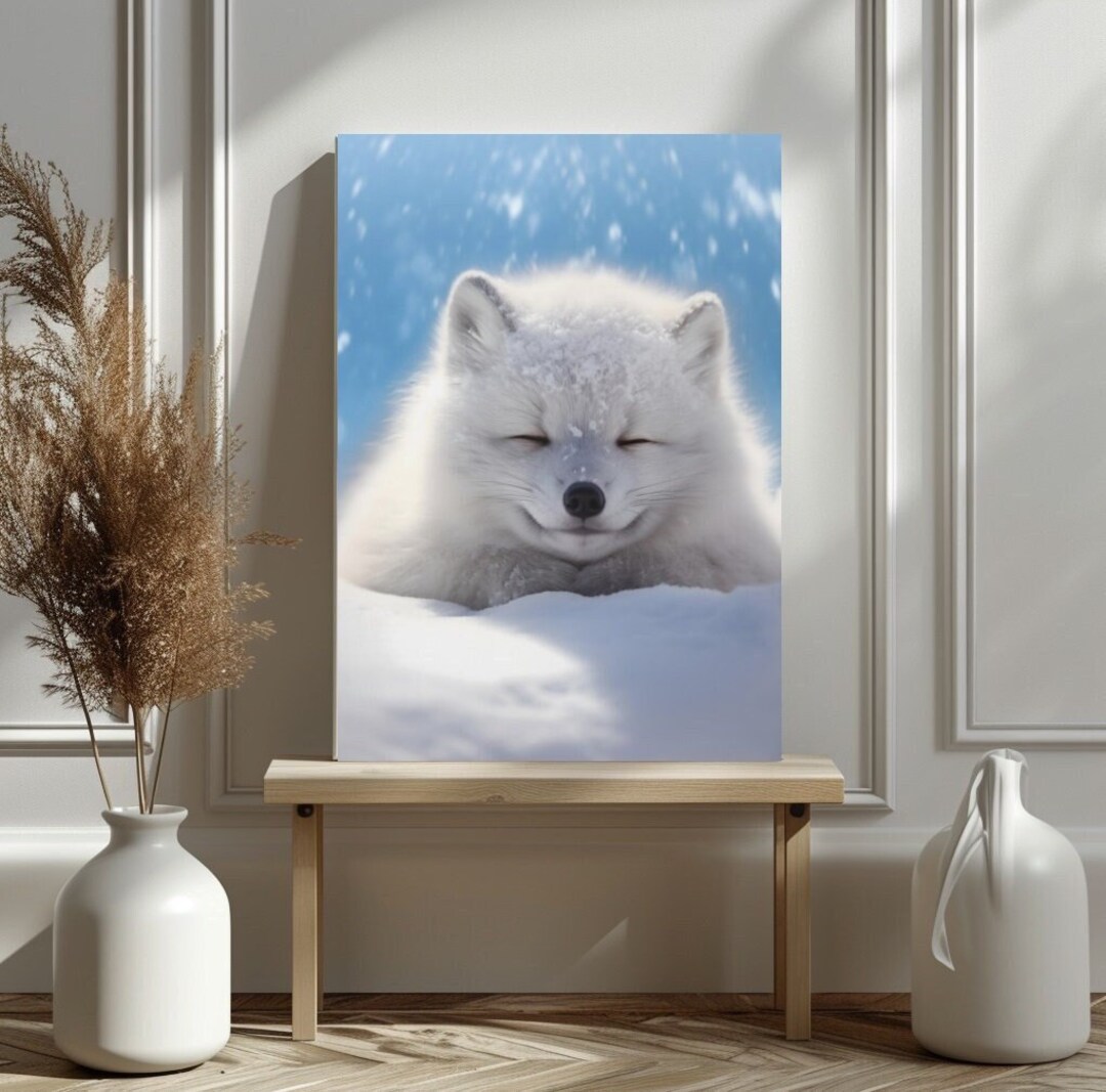 Arctic Fox Canvas, Adorable Arctic Fox Canvas Poster, Cute Animal Wall ...