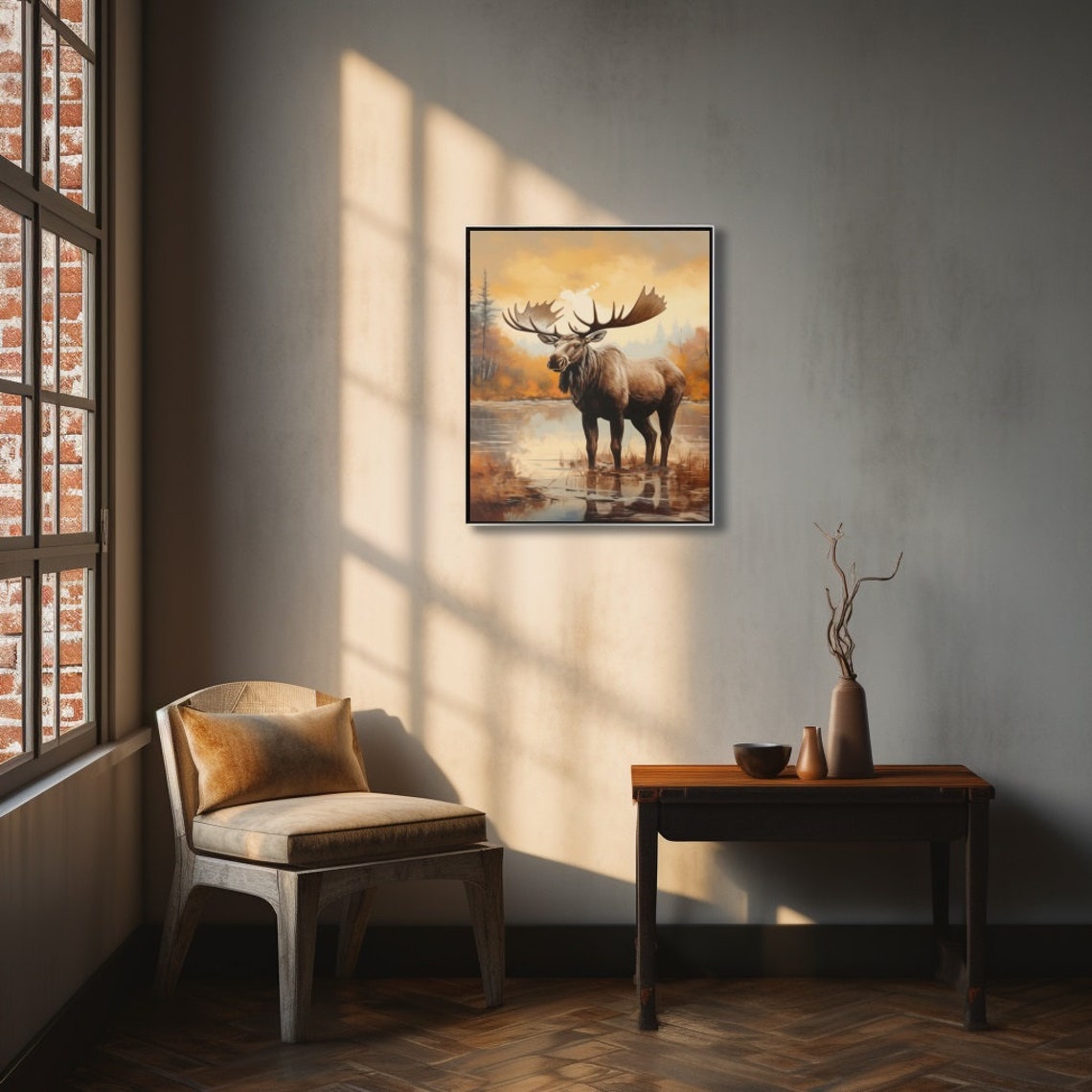 Moose on A River Wall Art, Majestic Moose Home Decor, Moose Decorations ...