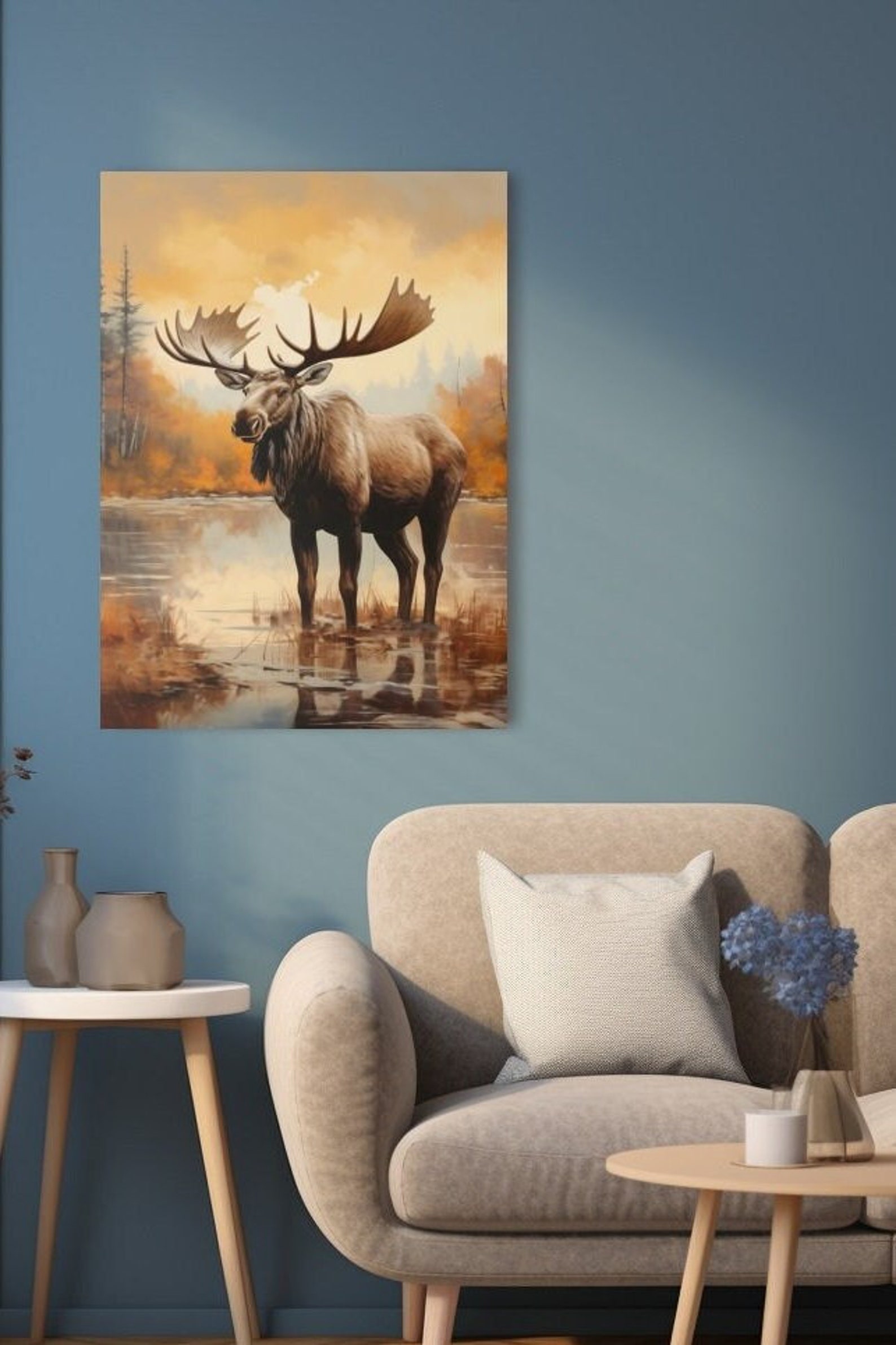 Moose on A River Wall Art, Majestic Moose Home Decor, Moose Decorations ...