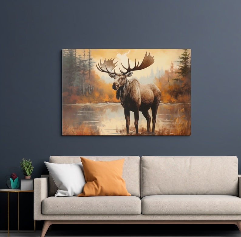 Moose on A River Wall Art, Majestic Moose Home Decor, Moose Decorations ...