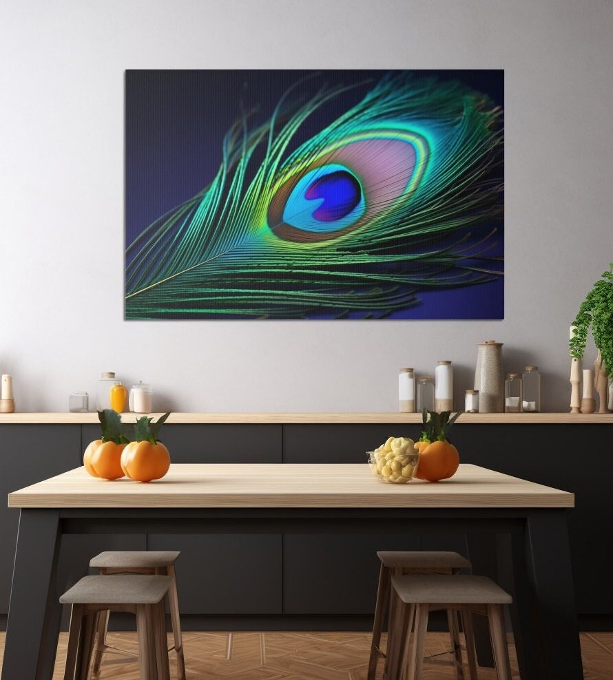 Peacock Feather Canvas, Peacock Feather Wall Decor, Modern Wall Design ...