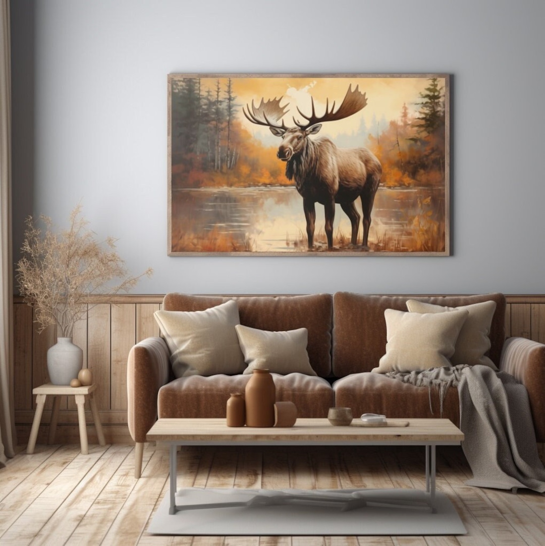 Moose on A River Wall Art, Majestic Moose Home Decor, Moose Decorations ...