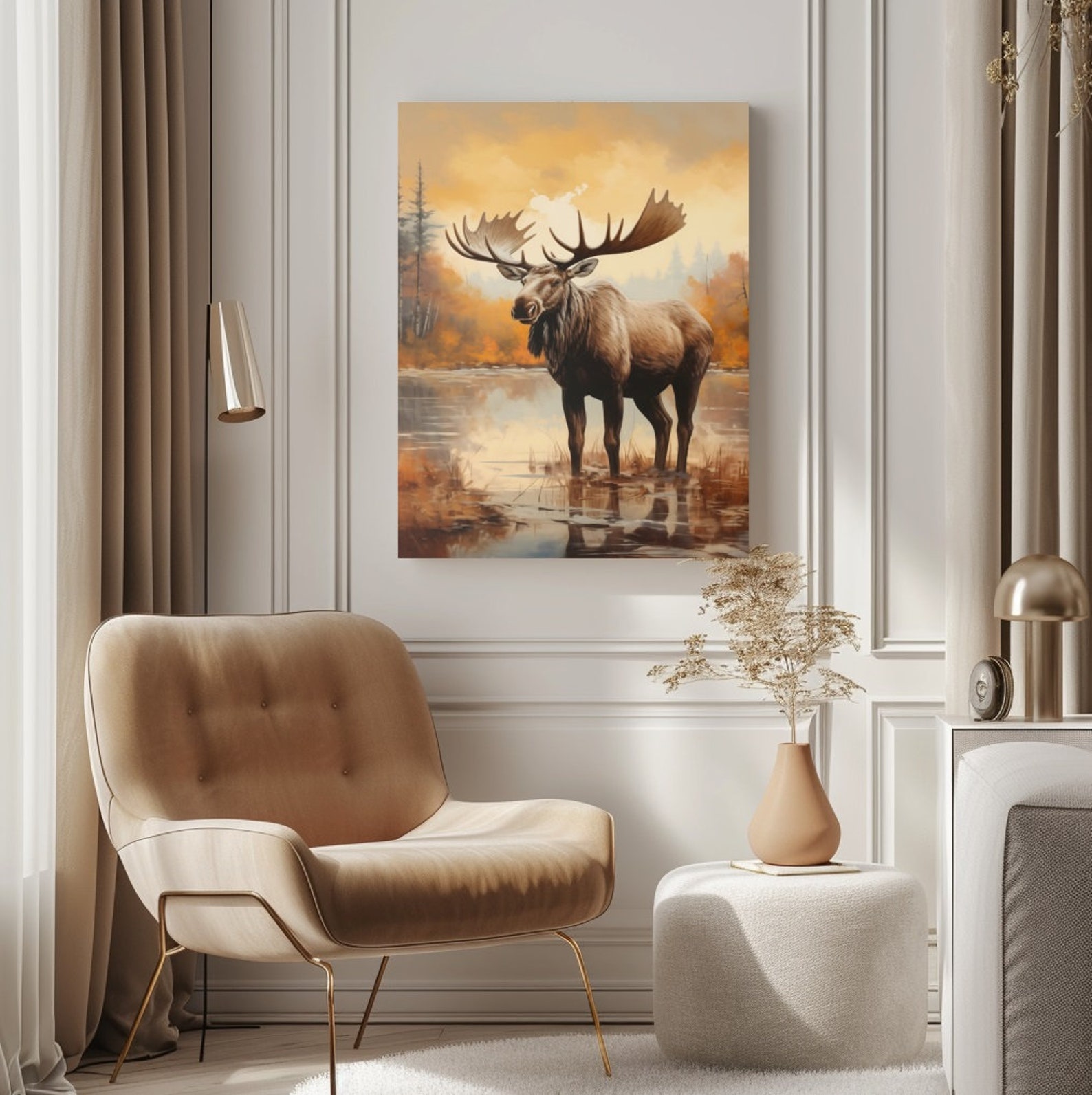 Moose on A River Wall Art, Majestic Moose Home Decor, Moose Decorations ...