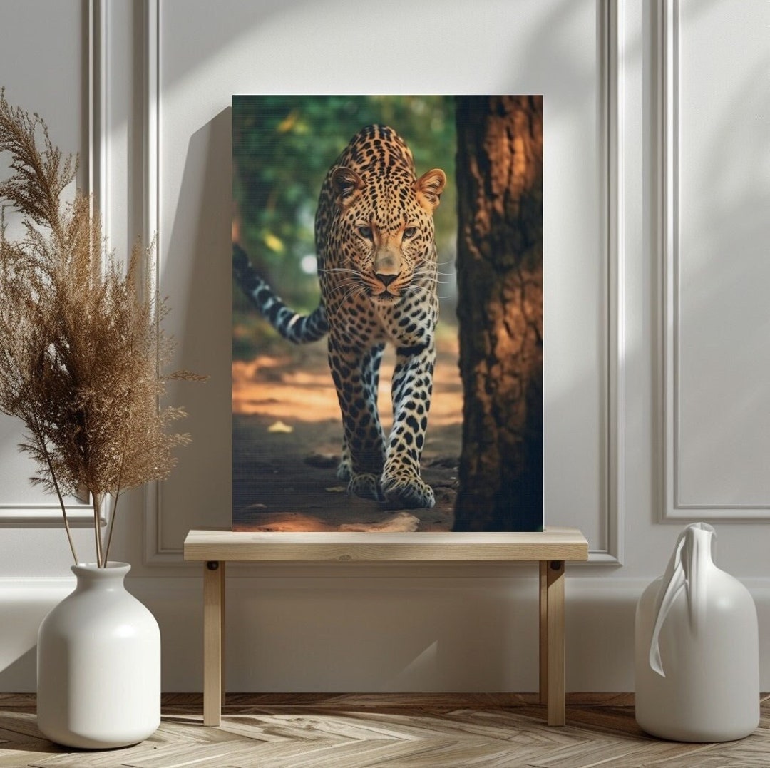 Leopard Canvas, Wild Life Wall Decor, Ready to Hang Leopard Wall Print ...