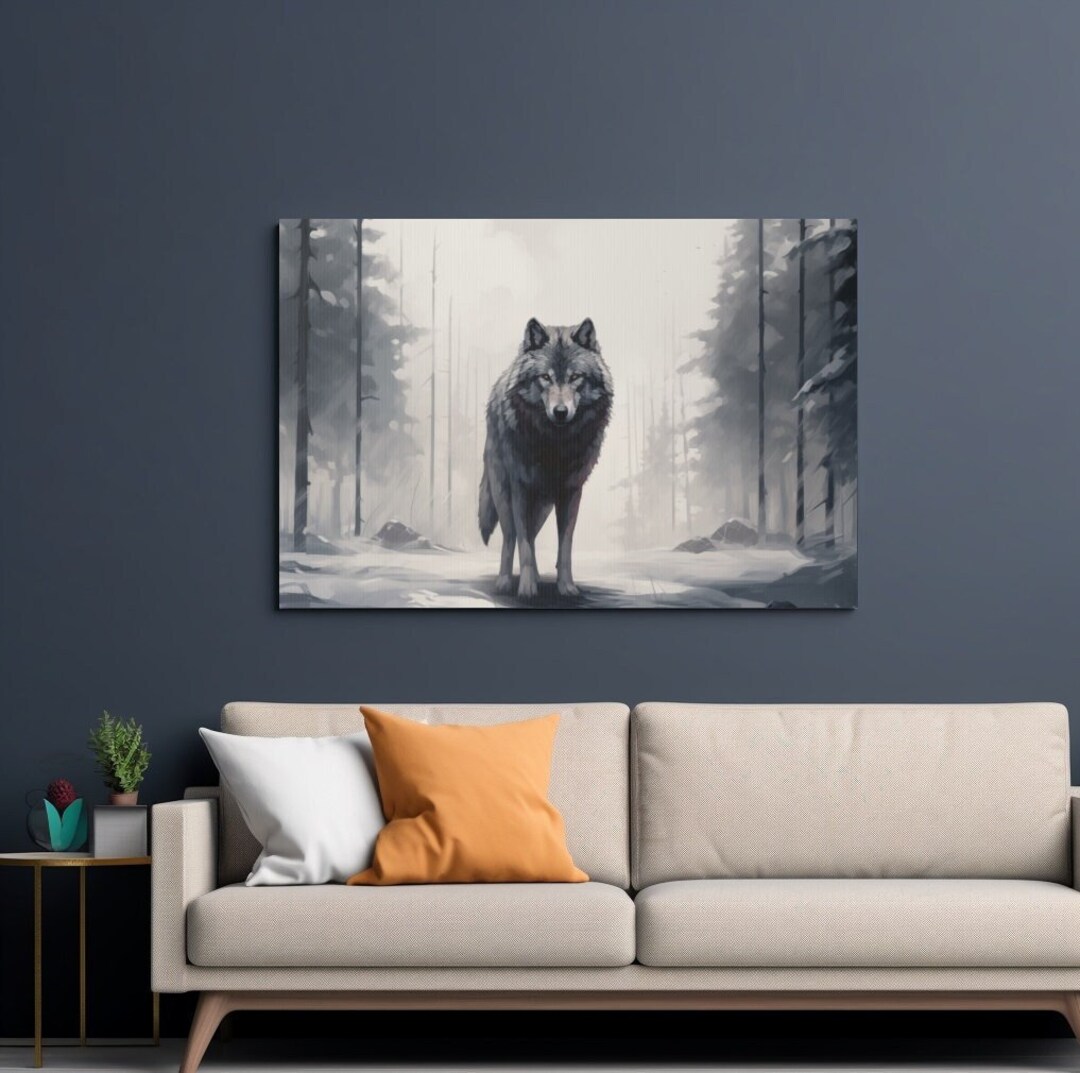Lone Wolf Canvas Print: Winter Forest Animal Wall Art - Etsy